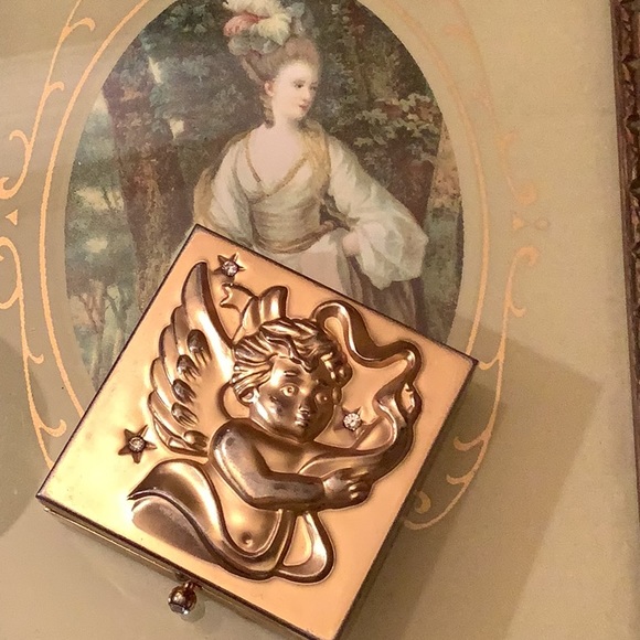 Accessories | Vintage Cherub Angel Pillbox Goldtone With Rhinestones 2 ...